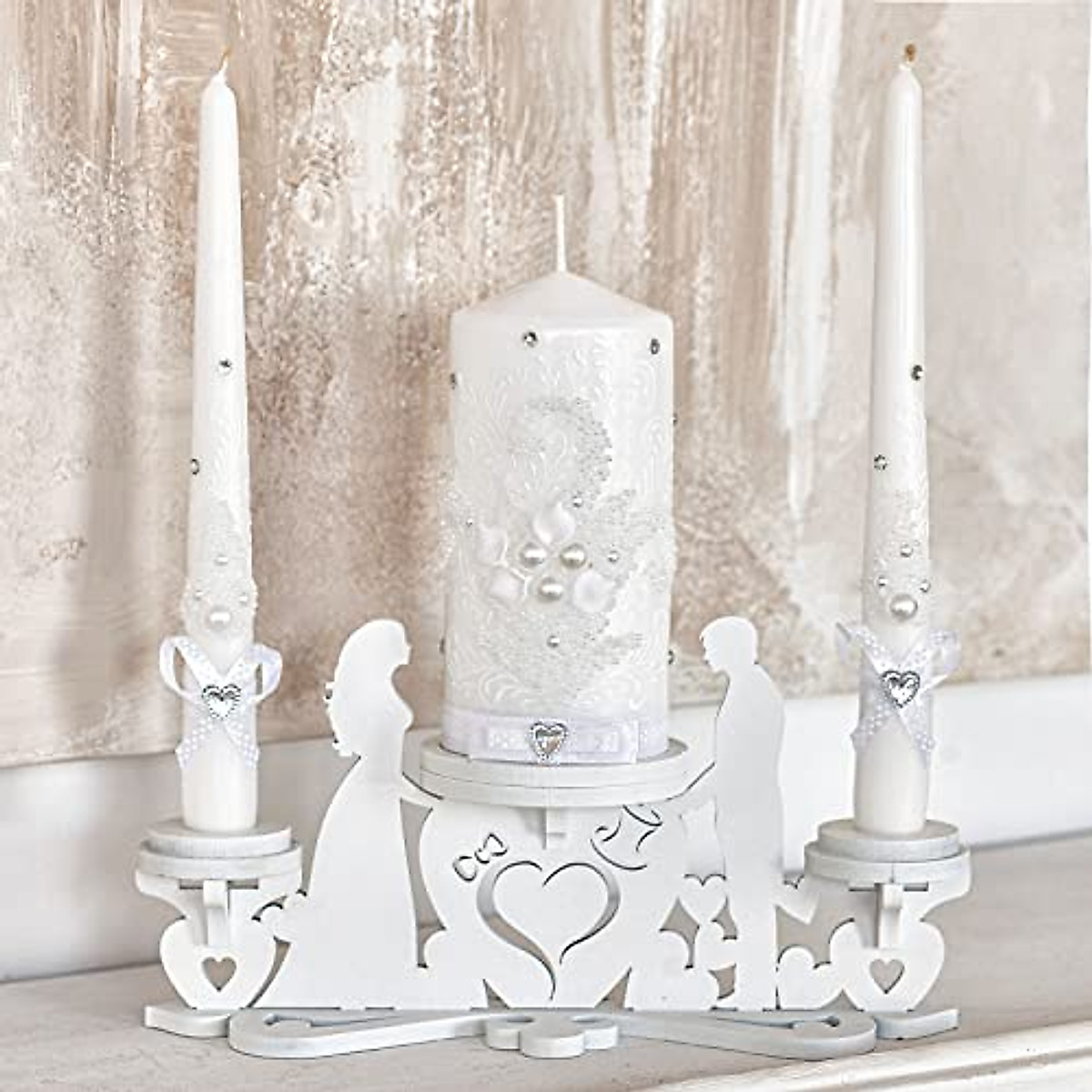 Unity Candles for Wedding Ceremony Set of 3 - Unity Decorative Wedding Candle - 6" Pillar and 2 10" Tapers Candles - Ceremonial Candles Wedding Table Centerpiece - Velas Decorativas para Boda
