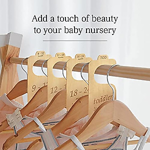 Baby Closet Dividers (Classic) by Eli with Love - 8 Premium Wood Double Sided Baby Closet Size Dividers - Ideal Baby Clothes Dividers for Closet – Organize Nursery Closet Hangers by Size/Age