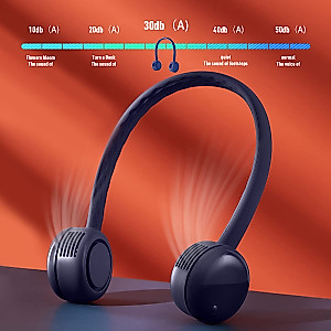 SHARKZILLA Portable Neck Fan, Hands Free Bladeless Mini Fan, 3 Speed Neck Cooler, Headphone Design, Lightweight Wearable Fan, USB Rechargeable for Traveling, Office