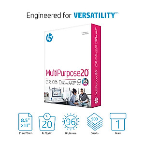 HP Printer Paper | 8.5 x 11 Paper | MultiPurpose 20 lb | 1 Ream - 500 Sheets | 96 Bright | Made in USA - FSC Certified | 112000PR