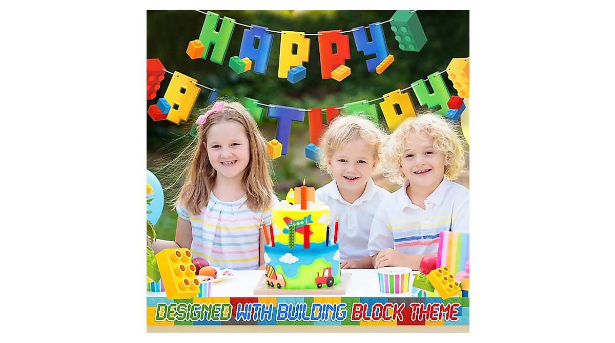 Builds and Celebrates: 32-Piece Birthday Block Party Supplies