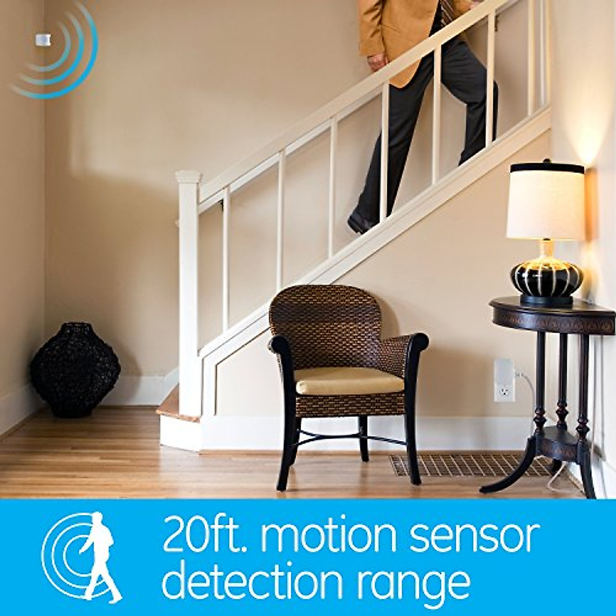 mySelectSmart GE Wireless Control, 1 Outlet, 150 ft. Range from Plug-in Receiver, Ideal for Lamps and Indoor Lighting, No Wiring Needed, Activated, Mountable, 36235, Motion Sensor-1 Pack