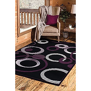 United Weavers Dallas Hip Hop Runner Rug – Plum, 2x8 Runner, Modern Indoor Area Rug with Jute Backing, Circular Geometric Design