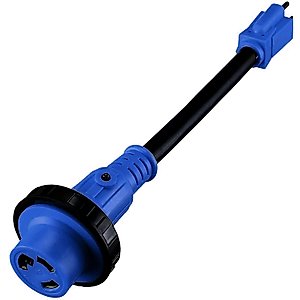 Miady 15A Male to 30A Female Locking Connector RV Adapter Cord 12" Camper Dogbone Adapter with LED Power Indicator (STW 10/3 Cord)