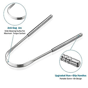 YLYL 3 PCS Metal Tongue Scraper, Tongue Scrapers for Adults Kids, Stainless Steel Tounge Scrappers, Tounge Scraper Cleaner, Portable Tongue Cleaner