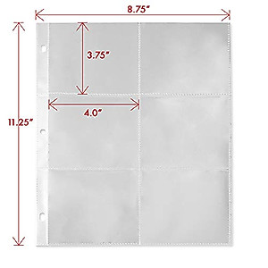 Zentangle Tiles Storage Pages for 3.5"x3.5" Zentangle Artist Tiles - 6 Pocket Top Loading for 3-Ring Binders / 20 Pages per Pack/Holds 240 Zentangle Tiles
