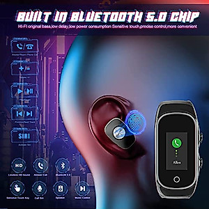 W@nyou Smart Watch with Earbuds for Women and Men,Activity Fitness Tracker Watch Combo Bluetooth Earbuds Can Receive Calls Messages Sleep Tracker Calorie Counter for Men Women Kids