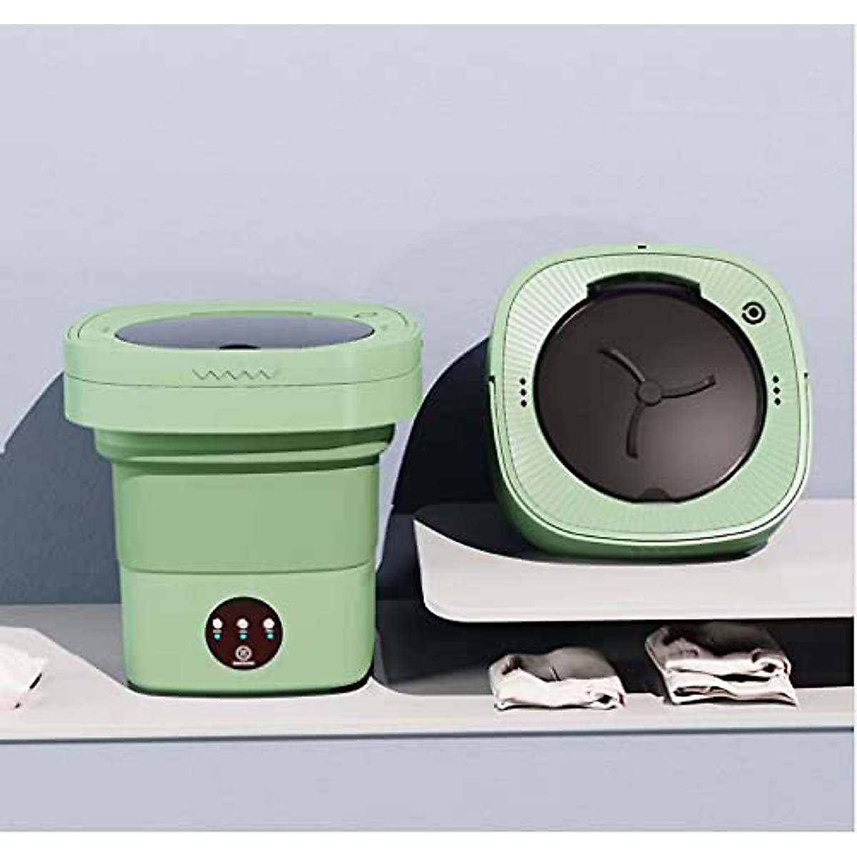 LiveGo Portable Washing Machine and Dryer Combo Perfect for Apartments, Dorms, and RVs Mini Foldable Washer with Disinfection Function - Convenient and Travel-Friendly Laundry Solution (green-6.5L)