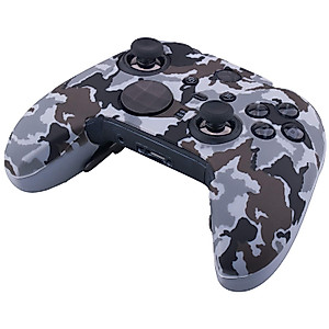 9CDeer 1 x Protective Customize Transfer Print Silicone Cover Skin Camougrey + 6 Thumb Grips Analog Caps for Xbox Elite Series 2 Controller