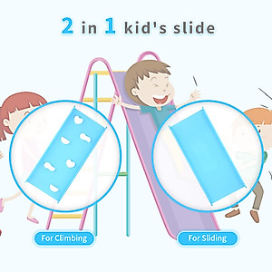 GOME Foldable Climbing Triangle Ladder with Ramp, 2-in-1 Wooden Triangular Climber for Climbing and Sliding, for Children Boys Girls Indoor and Outdoor Use, Toddlers Climbing Toys, Muticolored…