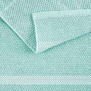 Martha Stewart Modern Waffle Kitchen Towel Set 6-Pack, Aqua Blue, 16"x28"