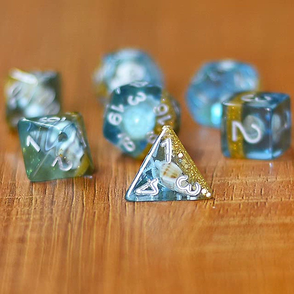 Beach Seashell DND Resin Dice Set for Dungeons and Dragons, D&D, D20, D and D, Polyhedral Resin Dice, Dungeons and Dragons Gifts, Accessories