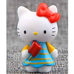 HYSTYLE 8 pcs Cute Animal Cat Characters Toys Kitty Figures Toy Set Mini Figure Collection Playset, Cake Topper, Plant, Automobile Decoration