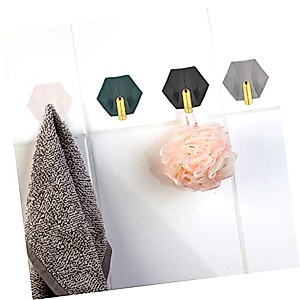 VICASKY 4pcs Duty Purse Door Sticky Bags Hexagon Free Towel Color Holder Heavy Hook Bathroom Office Adhesive Self Mixed Kitchen Hangers Bag Coat Home Hanger Shaped Punch Household