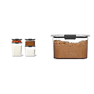 Rubbermaid Brilliance Pantry Airtight Food Storage Container, BPA-Free Plastic, Small, 8-Piece & Container, BPA-Free Plastic, Brilliance Pantry Airtight Food Storage, Open Stock, Brown Sugar (7.8 Cup)