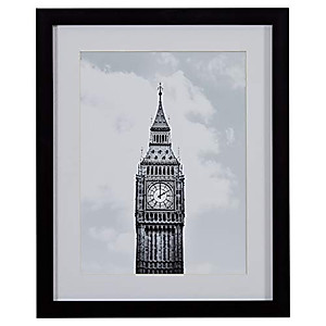 Amazon Brand – Stone & Beam Modern Black and White Photo of Big Ben, Black Frame, 18" x 22"