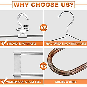 2 Pack Pants-Hangers,Closet-Organizers-and-Storage Space Saving Hangers for College-Dorm-Room-Essentials,Non Slip Wardrobe-Closet-Organizer Alloy Magic Pants Jeans Trousers Towels Scarf Clothes Hanger