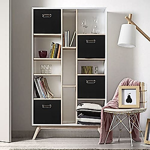 DABEACT Black Foldable Storage Cubes Bins , Fabric Storage Bins Cubes Organizer Baskets with Dual Handles for Bedroom Set of 2,(Black)