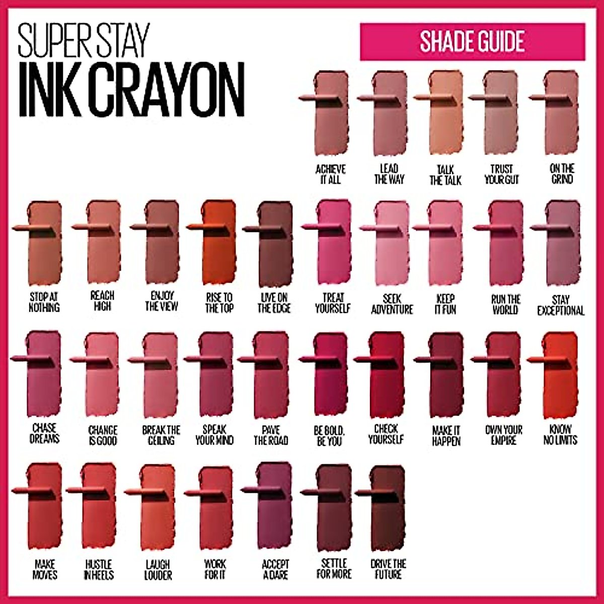 Maybelline SuperStay Ink Crayon Matte Longwear Lipstick With Built-in Sharpener, Know No Limits, 0.04 Ounce