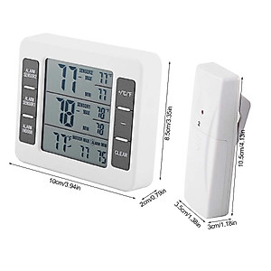 Refrigerator Thermometer, Wireless Digital Fridge Freezer Thermometer with Audible Alarm, Max/Min Temperature Display and 2 Sensors for Home Restaurants Kitchen
