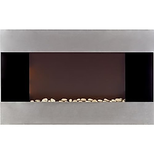 36-Inch Wall Mounted Electric Fireplace - Modern Stainless-Steel Fireplace with Floor Stand, Remote, and Adjustable Heat and Brightness by Northwest