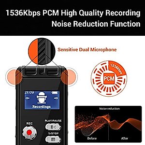 Small Digital Voice Recorder Voice Activated Recorder 16GB Rechargeable Audio Recorder microSD Expansion Tape Recorder Recording Device for Lectures, Meetings,Interview
