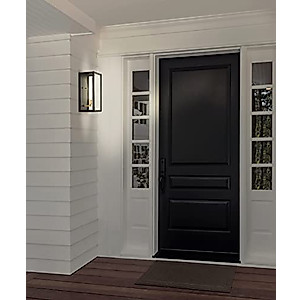 JONATHAN Y JYL7602A Berlin 7" 1-Light Outdoor Iron Glass Modern Industrial LED Wall Sconce French Country Rustic Transitional Garage Patio Porch Doorway Entryway, Black