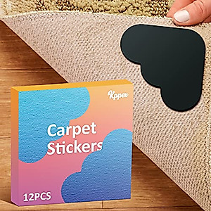 [12 Pack] Rug Gripper, Double Sided Non-Slip Rug Pads Rug Tape Stickers Washable Area Rug Pad Carpet Tape Corner Side Gripper for Hardwood Floors and Tile