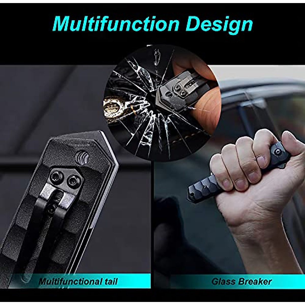 Carimee EDC Knife- 3.7 inch Pocket Knife Tanto point- Black Aluminum Alloy Handle, for Outdoor/Camping/BBQ