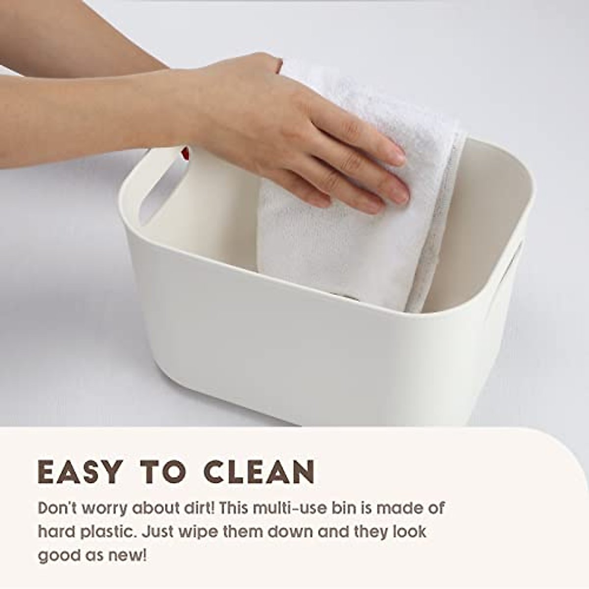 Tuanse 8 Pieces Plastic Storage Bins with Lids White Storage Box with Handle Stackable Containers with Lids for Organizing White Bins Small Storage Basket with Lid for Table (7.3 x 10.2 x 6.5 Inches)