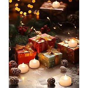 Raycare 24Pack Flameless LED Tea Lights Battery Operated, Last 3X Longer Fake Electric Tealights Candles Flickering Votive Candles for Halloween, Christmas, Wedding Decor, Centerpiece Table Decor