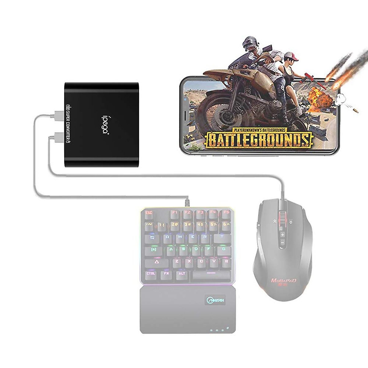 ipega PG-9116 Wireless 4.0 Mobile Game Controller Keyboard and Mouse Converter Adapter for Android Devices Smartphone/Tablet (Black)