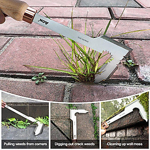 AON 2Pack Hand Crack Weeder Puller Tool Set - Made with Heat Treated Steel and Ash Wood Ergonomic Handles, Weeding Tools Ideal for Gardens and Patio Lawns to Effectively Pull Out Weeds & Their Roots.