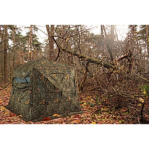 3 Person Silent Hunting Ground Blind 360 Degree One-Way See Through Portable Pop Up Hunting Tent with Frame Door, Carrying Backpack
