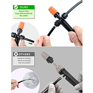 Landtouch 50ft Micro Drip Irrigation Kit, Micro Drip Irrigation System Kit with Adjustable Misting Nozzle Sprinkler, Tubing and Connectors, Watering for Garden, Flower Beds, and Potted Plants