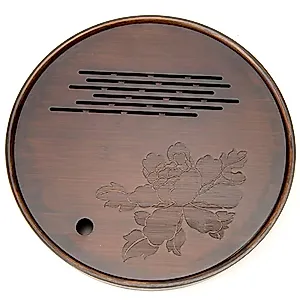 Bamboo Peony Tea Tray, Chinese Gonfu Tea Serving Tray (Big)