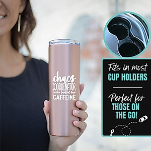 Brooke & Jess Designs Chaos Coordinator 20 oz Tumbler - Best Insulated Travel Cup for Boss Women - Great Gifts for Mom, Coworker, Bosses, Christmas, Birthday