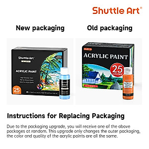 Shuttle Art 25 Colors Acrylic Paint Set, 2oz/60ml Bottles, Rich Pigmented Acrylic Paints for Artists, Beginners, Kids, Painting on Canvas Rocks Wood