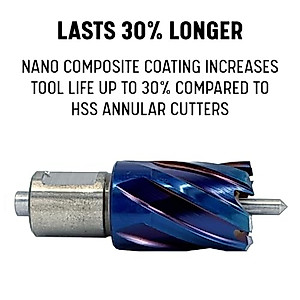 Drill America 1" X 2" NACO (Nano-Composite) Coated Blue Annular Cutter, ANC Series
