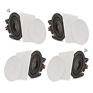 Pyle 8” 4 Bluetooth Flush Mount in-Wall in-Ceiling 2-Way Speaker System & Tweeter Stereo Sound 4 Ch Amplifier 250 Watt (PDICBT286) & Bluetooth Receiver Wall Mount - in-Wall Audio Control Receiver