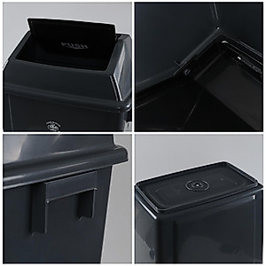 Tyminin 18 Gallon Plastic Trash Can with Swing Lid, 4-Pack Large Kitchen Swing-Top Garbage Can, Grey