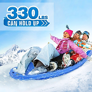 Snow Sled 2 Pack - 48“ Plus Size Toboggan 2 Person Sled for Kids and Adult Lightning Saucer Sleds for Winter Sledding Durable Plastic Snow Scooter Winter Outdoor Grass Dune Game