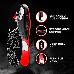 Premium Anti-Fatigue Shoe High Arch Support Insoles Men Women - Plantar Fasciitis Inserts - Orthotic Inserts Shoe Sole Standing All Day - Flat Feet Foot Insoles - Work Boot Insoles