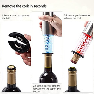 GOSCIEN Electric Wine Opener, Automatic Electric Wine Bottle Corkscrew Opener, Rechargeable Stainless Steel Cordless Electric Wine Bottle Opener Gift Set with Foil Cutter, USB Charging Cable