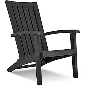 YITAHOME Adirondack Chair for Outdoor Patio, Weatherproof Maintenance-Free Patio Chair, Easy Assembly, Screw Hidden Outdoor Chairs for Patio, Fire Pit, Deck, Yard, Pool, Campfire - 1 Pack, Black