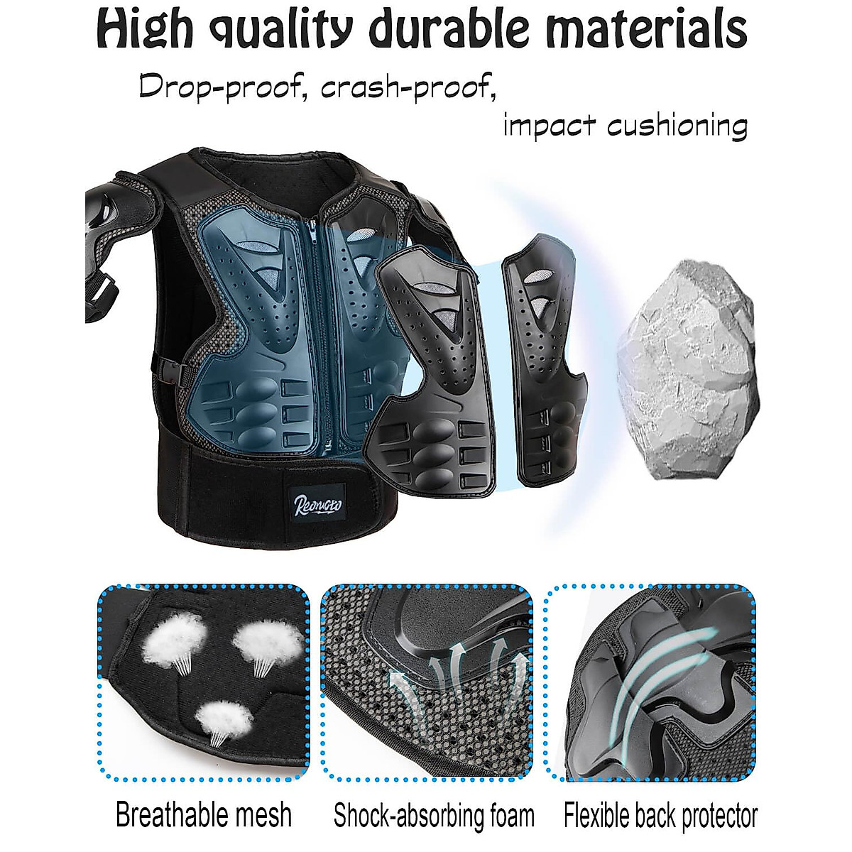 Reomoto Kids Full Body Protector Youth Dirt Bike Gear for Motorcycle Cycling Skiing Motorbike Riding Bike Vest with Knee Elbow Protectors