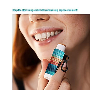 HEYSKAY Lip Balm Holder Sleeves Keychain Chapstick Elastic Sleeves (white dots/wave strip/heard shape), 3 Count (Pack of 1)