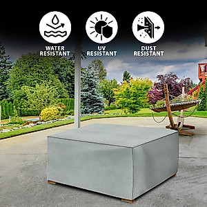 Patio Large Waterproof Ottoman Cover - Outdoor Square Side Table Covers - Patio Ottoman Washable Cover - Heavy Duty Furniture 60X60X28 Inch Grey