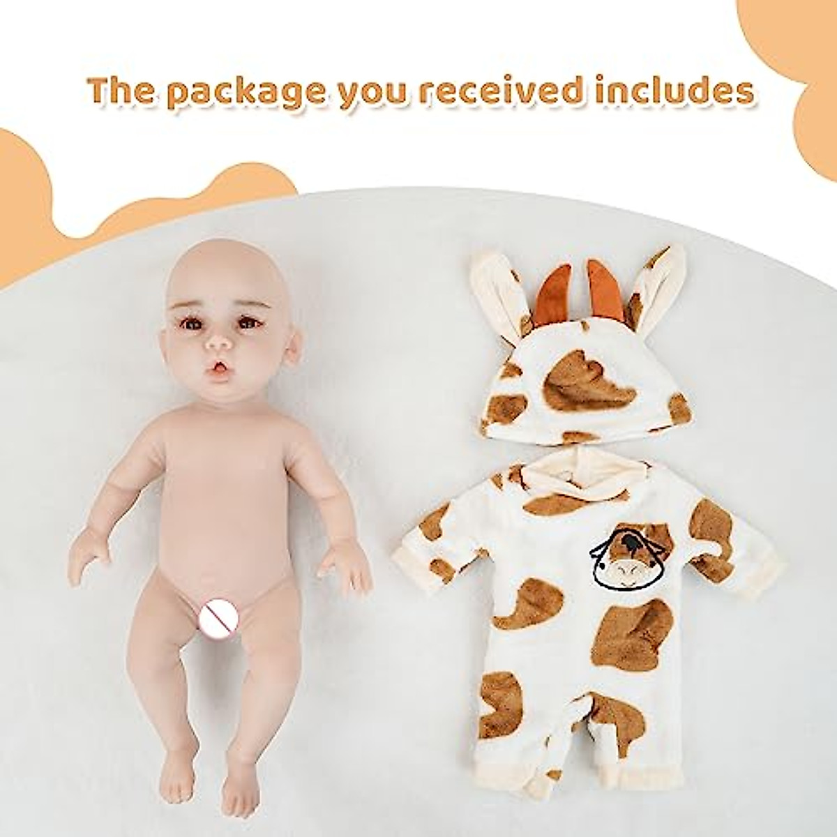 CUAIBB 18.5 Inch Realistic Silicone Doll, Newborn Reborn Baby Doll Full Silicone Body with Clothes, Look Real Like Reborn Baby Dolls Lifelike - Girl Open-Eyes Full Silicone