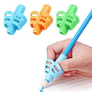Pencil Grips, DMFLY Pencil Grips for Kids Handwriting, Children Pen Writing Aid Grip Set Posture Correction Tool for Kids Preschoolers Children, Hollow Ventilation Design, 3 Pack